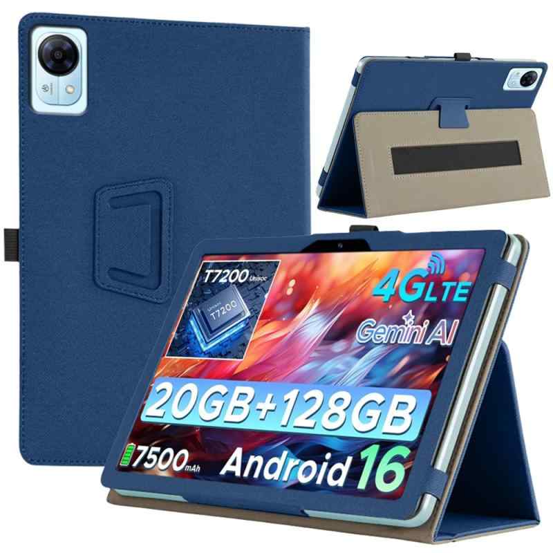 For Tab G5 / V5 / Tavoni V5 / / V5 ケース 10インチ タブレット 対応用のケース PUレザーカバー スタンド可能 ハンドストラップ付 磁気吸引 衝撃吸収 (ダークブ対応機種： Tab G5 / V5 / ...