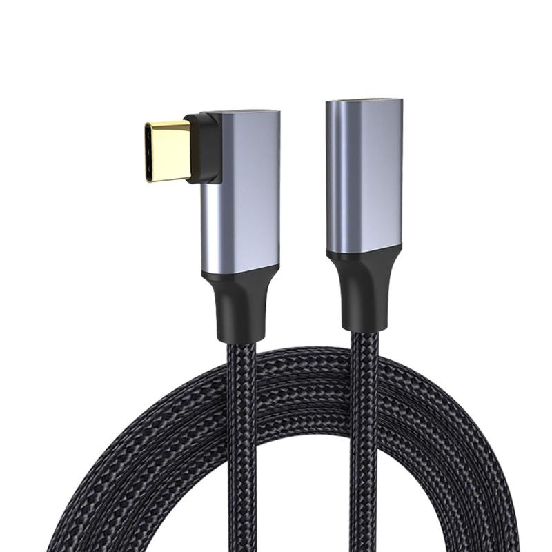 USB type C 延長ケーブル L字 0.5M 100W PD急速充電 Type-C3.1 Gen2オス対Cメス データ線 ナイロン編み デスク/スマートフォン/ラップ/タブレットなど各種Type-C対応TYPE-C延長ケーブル（タイプ...