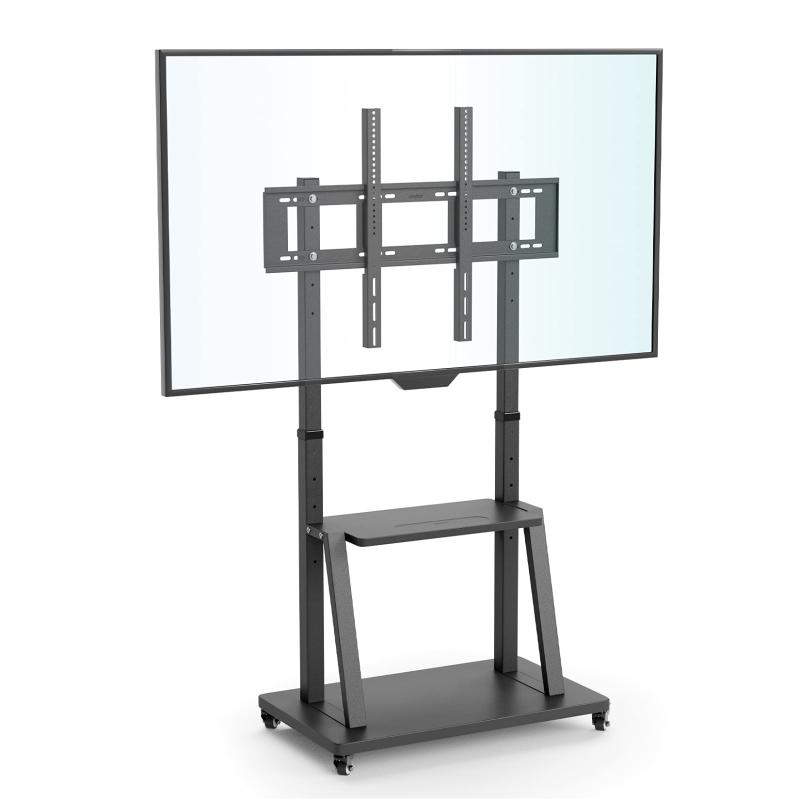 O キャスター付き テレビ台 32～100インチ 大型テレビ 壁寄せスタンド ハイタイプ 耐荷重80kg 高さ調整 モニタースタンド 移動式 2段棚 ディスプレイスタンド tv台 業務用 家庭用業界初100型まで対応可能32～100インチま...