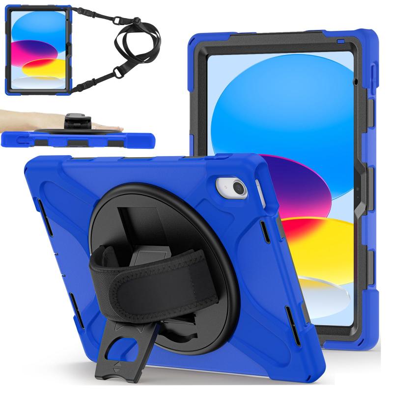 ZenRich iPad ケース 肩掛け 360度回転の折り畳スタンド ハンドストラップ 肩掛け付き ペン収納 半透明 全面保護カバーiPad 9/8/7/10.2インチ専用耐衝撃ケース。(モデルに含まれるもの: A2602 A2603 A...