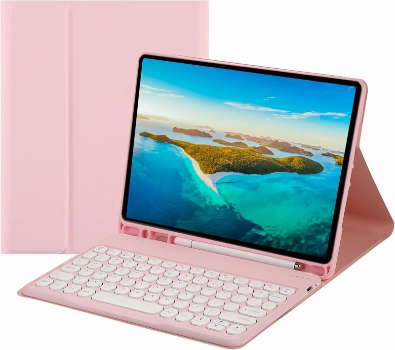 Galaxy Tab S9 FE 10.9" /Tab S9 11インチキーボード ケース S Pen 収納 丸型キー 可愛い カラーキーボード 手帳型 人気 カラフル Android タブレット ギャラクシー Galaxy Ta...