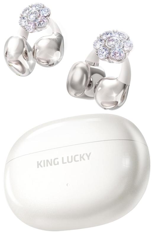 king luckyイヤーカフ イヤホン｜着脱可能永遠の花飾りイヤリングレディースワイヤレス オープン イヤー Bluetooth イヤホン/イヤーカフ/防水 IPX5 /マイク内蔵/急速充電/音漏れ抑制/E通話携ヘッドホン × アクセサリ...