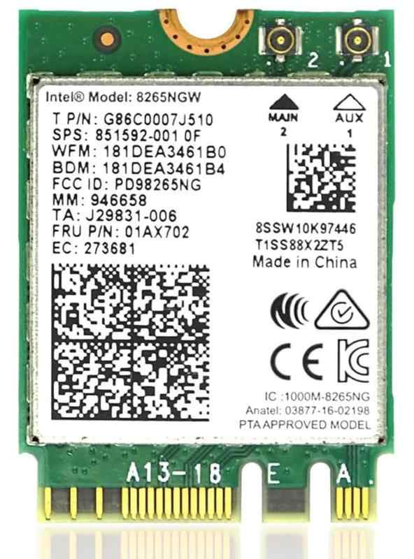 Intel Dual Band Wireless-AC 8265 8265NGW 無線LAN m.2 wifiカード