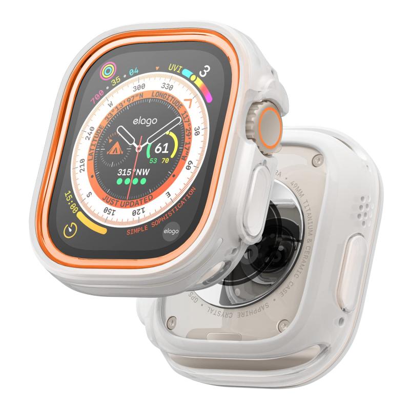 elago Apple Watch Ultra 49mm 対応 ケース フレーム 2色 入り TPU ポリカーボネート 耐衝撃 傷防止 保護ケース シンプル 保護カバー [ Apple AppleWatchUltra AppleWatchウ...