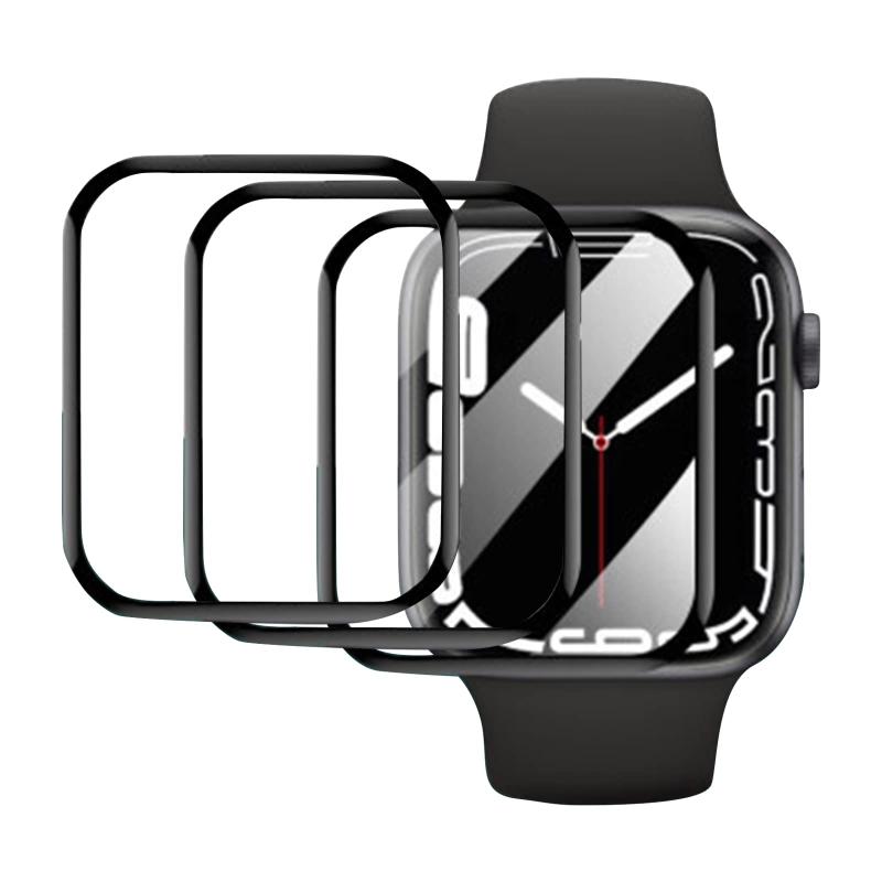 3枚組 Apple Watch用 フィルム 45mm Apple Watch保護フィルム PET複合材 高透過率 気泡なし 指紋防止 取扱簡単 アップルウォッチ 保護フィルム AppleWatch Series 7 45mm対応