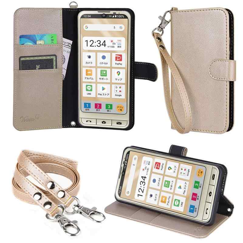 wisers シンプルスマホ6 ケース BIO active カバー 手帳型 [ ストラップ 2種付 ] シャープ Softbank ソフトバンク au エーユー J:com スマートフォン スマホケース ハンドストラップ ネックストラ