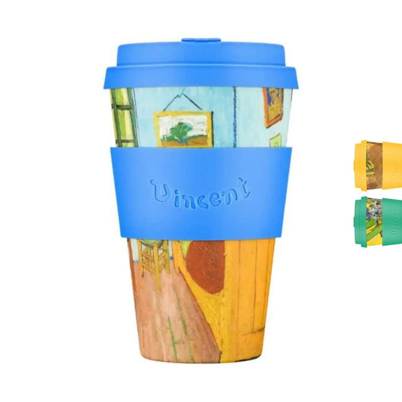 Ecoffee Cup(エコーヒー カップ) カップ ソーサー 繰り返し使える 環境に優しい Vincent Van Gogh 400ml 814 043原材料本体／ポリ乳酸（PLA）、フタ・ホルダー／シリコーンゴム耐熱温度本体／100℃、...