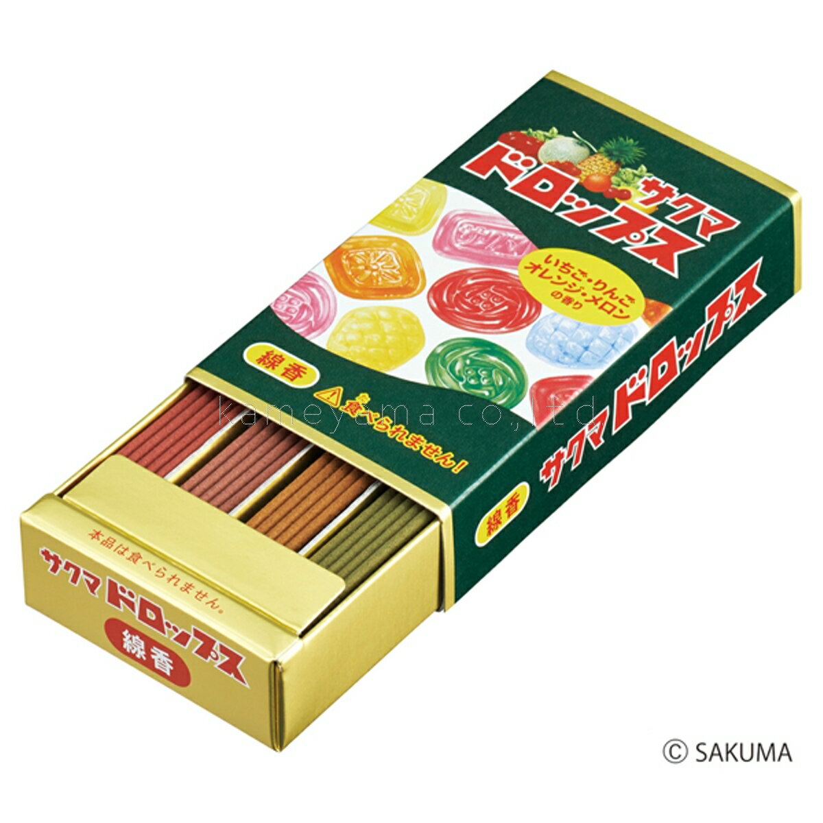 商品詳細 発売から100年以上経っても、老若男女年齢問わず愛され続けているロングセラー商品「サクマドロップス」が、4種類の香りのお線香になりました。なにが出てくるかワクワクした気持ちを思い出し、お好きな香りで日々お楽しみください。 本体サイ...