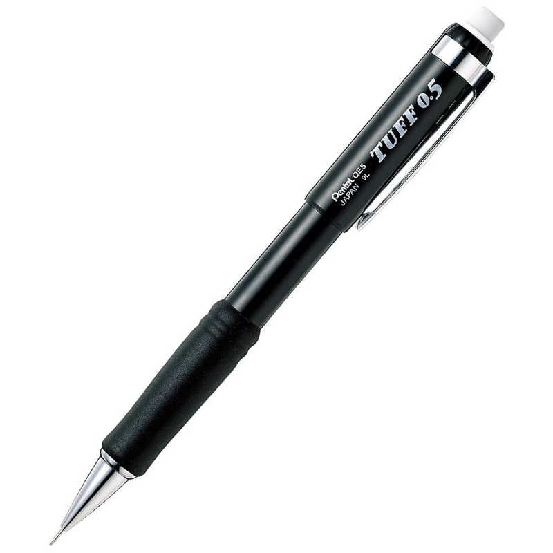 【商品解説】くっきり、すらすら、ガンガン書けるタフなシャープペンシル！黒くなめらか高濃度B・2B芯内蔵。手になじみ、筆記感の良いシリコングリップ。全長30mmの繰り出し式大型消しゴム付きです。【スペック】●型式：XQE5-A（XQE5A）●...