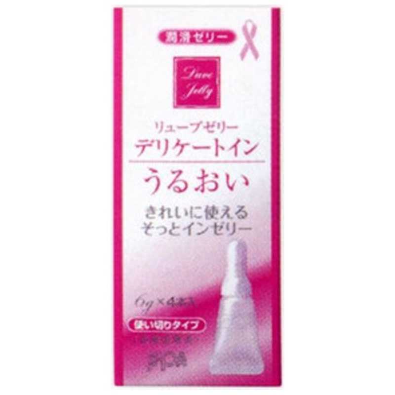 【商品解説】リューブゼリー　デリケートイン　6g×4本入【スペック】●型式：（リューブゼリーデリケートイン）●JANコード：4962216200437ブランド名：リューブゼリー仕様1：内容量：6g×4本入仕様2：成分：精製水、グリセリン、プ...