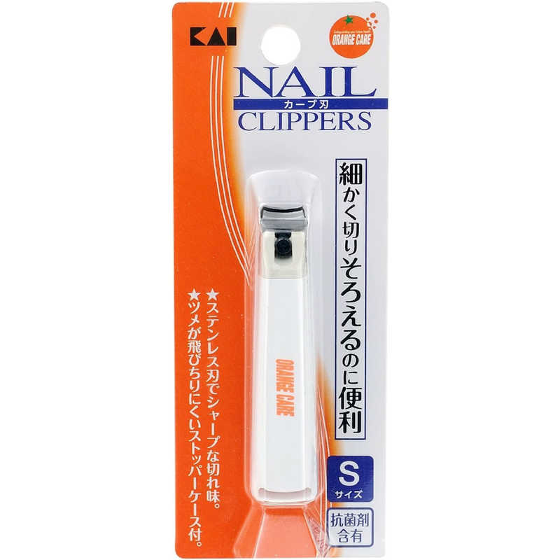 【商品解説】●切ったツメが飛びちりにくいストッパーケース付き●細かく切れる便利なSサイズ【スペック】●型式：（オレンジケアツメキリSサイズ）●JANコード：4987379004876本体サイズ：135×50×20mm種類：グリップ型爪切り素...