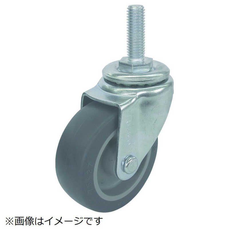 【商品解説】●走行音が静かで、床にスリップ痕が付きません。●床面を汚しません。【仕様】許容荷重（kgf）：51、車輪径D（mm）：100、車輪幅（mm）：27、取付高H（mm）：126、軸長L（mm）：40、ねじT：M16、ねじピッチ（mm...