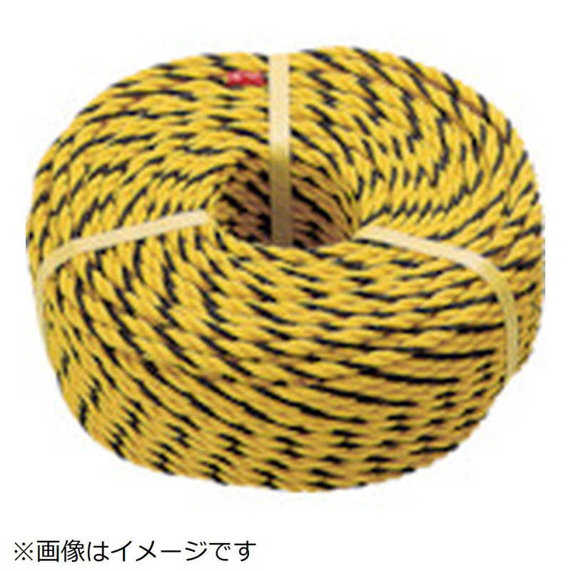 【商品解説】●安全標識、区画整理用として使用できる黒色と黄色の2色のトラロープです。●使用範囲が広がる長尺タイプです。【用途】・立入禁止・危険区域の表示。【仕様】色：黄／黒、線径（mm）：10．0、長さ（m）：50、包装形態：バンド掛巻、質...