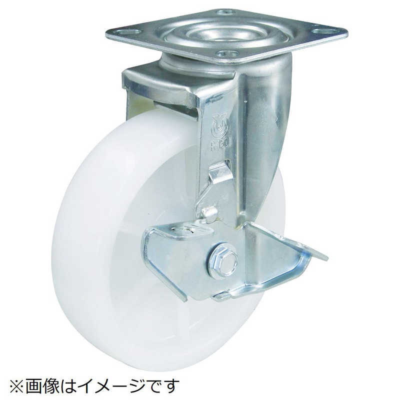 【商品解説】●走行性、耐荷重性を備えた標準的な軽・中量荷重用キャスターです。●運搬台車やロールボックスパレット、その他一般作業用に数多く使用されている標準寸法のキャスターです。【仕様】許容荷重（kgf）：122．4、車輪径D（mm）：100...