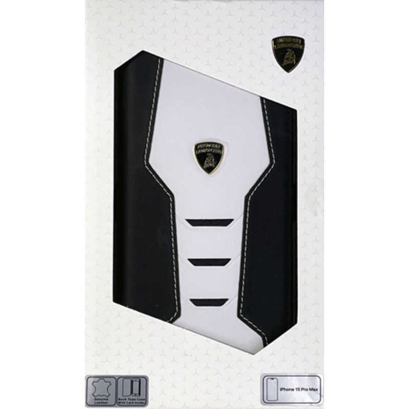 【商品解説】LAMBORGHINIライセンスケースiPhone15 Pro Max用 本革 手帳型ケース【スペック】●型式：LBTPUFCIP15PMHUD16WE（LBTPUFCIP15PMHUD16WE）●JANコード：45263971...