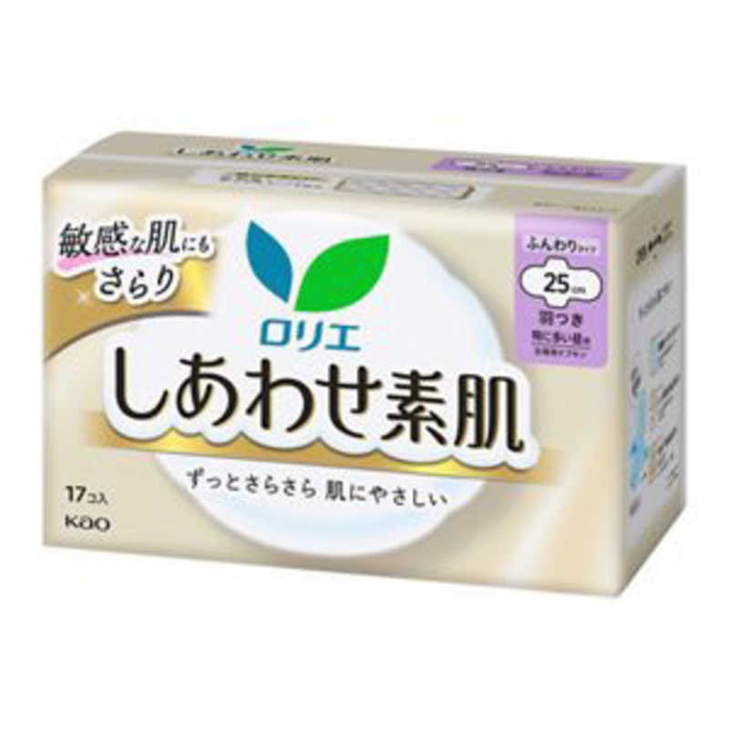 【商品解説】快適なつけ心地を考えて、肌にいいことめいっぱい。【スペック】●型式：（ロリエシアワセ25トクヒW17コ）●JANコード：4901301378422ブランド名：ロリエ長さ(cm)：25入数(枚)：17昼用・夜用：昼用羽：羽つき香り...