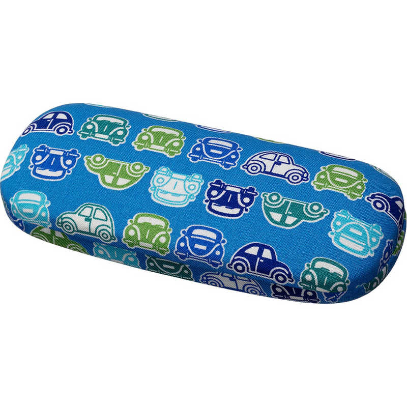 【商品解説】カラフルな車柄のメガネケースです。●バネ式ハードタイプ●素材：スチール/コットン●鼻あて：なし●内貼り：ブルー●重量：約105g●内寸：W150×D60×H30mm●予告なしに品番・デザイン・サイズ・パッケージ・素材等を変更させ...