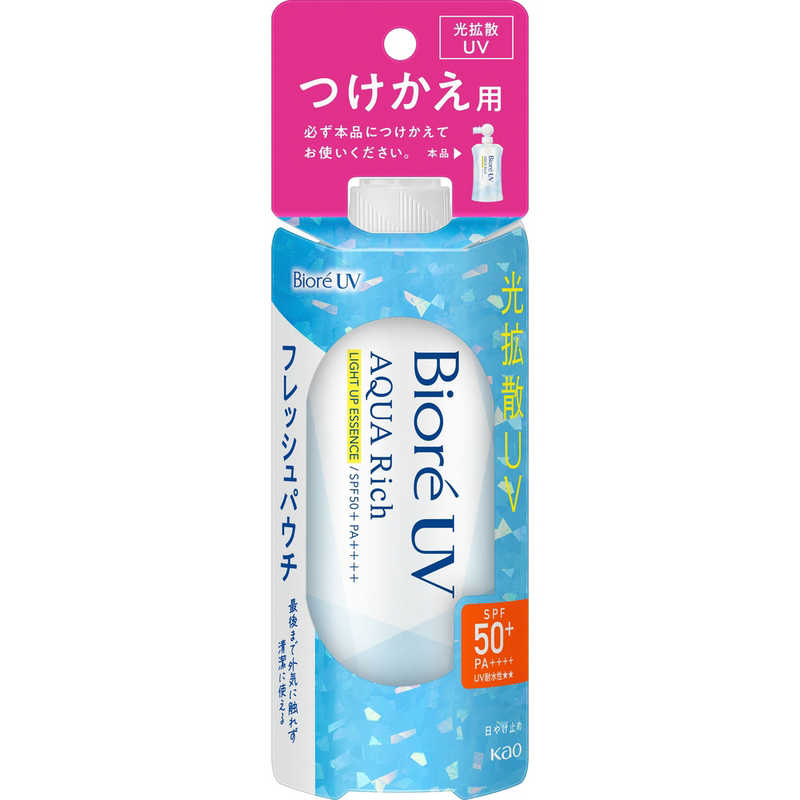 【商品解説】光拡散UVからパウチ型容器、最後まで外気に触れず清潔に使えるフレッシュパウチ。つけかえ用。たっぷり約1.7倍（通常品70g比）。キャップを開けて、ボタンを押すだけ。するーっと全身塗りやすい。軽い力でも使いやすくて、家族みんなでシ...