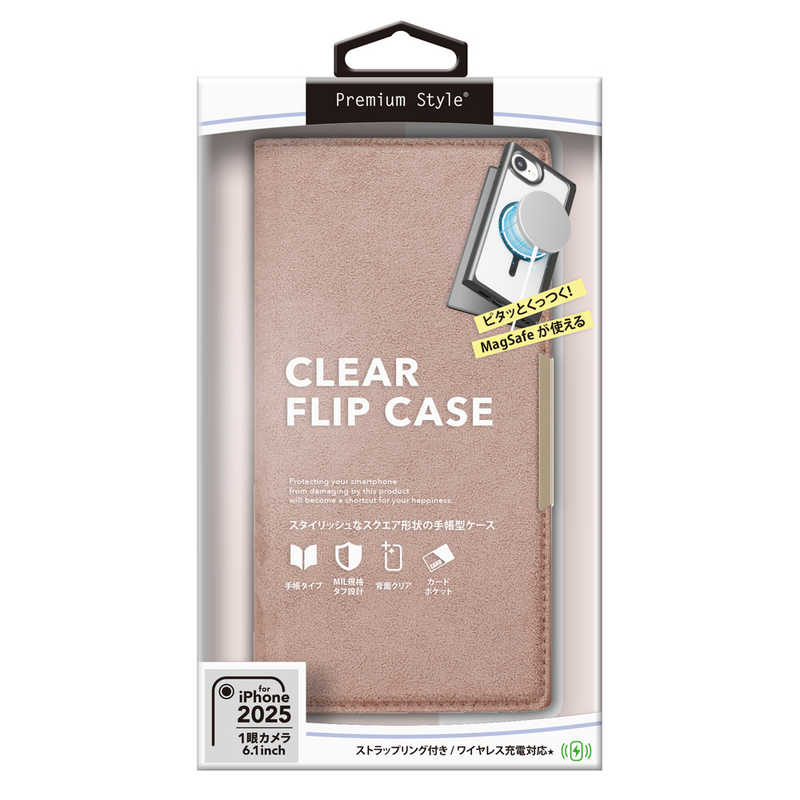 【商品解説】MagSafe対応メタルリングを内蔵した2025年 iPhone 6.1inch 1眼カメラ用 クリアフリップケースです。手にフィットするスクエアデザイン。背面のメタルリングでMagSafe充電器などの各種MagSafeアクセサ...