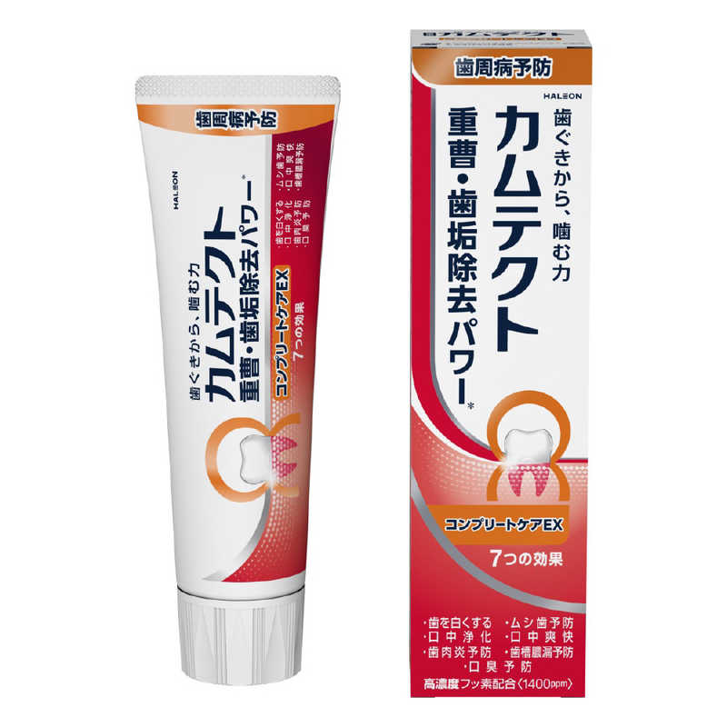 【商品解説】健康な歯ぐきを保ち歯周病を予防、歯を強くしてムシ歯を予防する、オールインワンの歯周病予防ハミガキ【スペック】●型式：（カムテクトコンプリートケアEX）●JANコード：4987977001048【注意事項・特記事項】※キャンペーン...