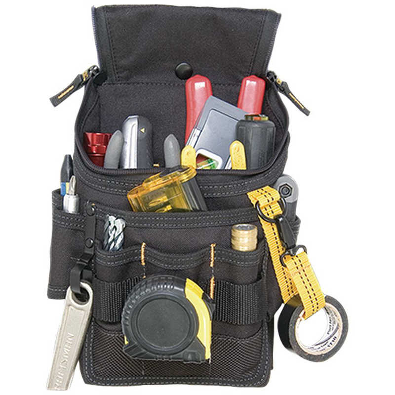 【商品解説】●ジッパーつきのカバーで、ポケット内にいれた工具や部品の飛び出しを防ぎます。●J型クリップ、テープ用ストラップ、メジャー用クリップ付。●ベルト用のクリップは5cm(2インチ）に対応します。●材質：ポリエステル製●サイズ(mm)：...