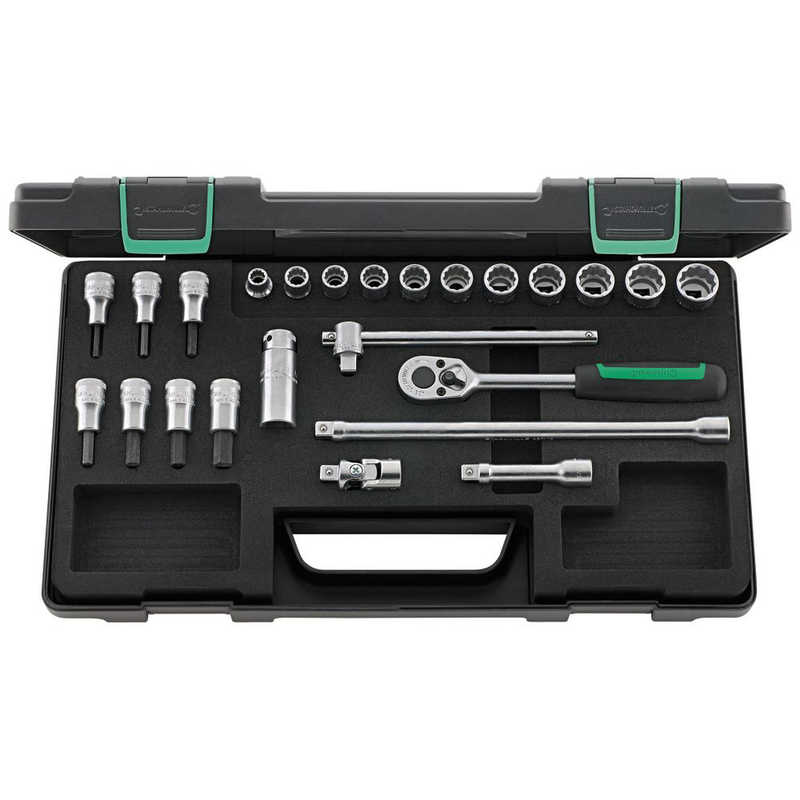 【商品解説】●24pcsの3/8SQソケットレンチセット。●差込角(SQ；inch)：3/8●ケースサイズ(mm)：W413×D230×H57●質量(g)：2633ソケット(十二角)：8・10・11・12・13・14・15・16・17・18...