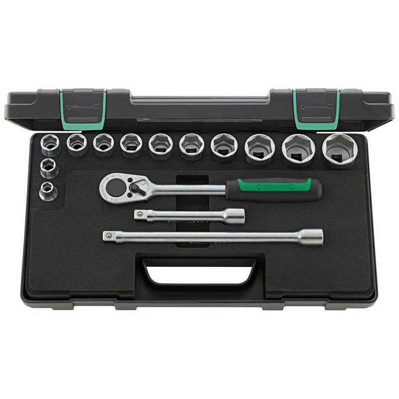 【商品解説】●15pcsの1/2SQソケットレンチセット。●差込角(SQ；inch)：1/2●ケースサイズ(mm)：W413×D226×H64●質量(g)：3562ソケット(六角)：10・13・16・17・18・19・21・22・24・27...
