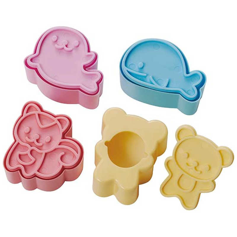 【商品解説】●サンドイッチや食パンでかわいい動物が作れる食パン抜き型です。●お子様にも食べやすいミニサイズです。●キャラ弁などにもおすすめです。●4種×各1個入りです。※商品により、色と柄の組み合わせが異なります。【スペック】●型式：P35...