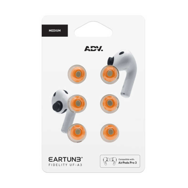 【商品解説】AirPods Pro3（第3世代）用 高密度メモリーフォームイヤーピース オレンジ MEDIUM 3ペア ・EARTUNE FIDELITY（イヤーチューン・フィデリティ）メモリーフォームEARTUNEはADV.が展開するオー...