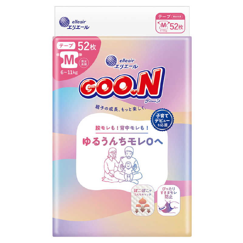 【商品解説】●ママパパをサポート！子育て先まわり設計「ゆるうんちモレ0へ」。●表面のぽこぽこでゆるうんちをキャッチ！背中や足まわりからモレにくい。●背中と足まわりのギャザーがぴったりフィットしてすきまモレ防止。●進化した吸収体がたっぷりのゆ...
