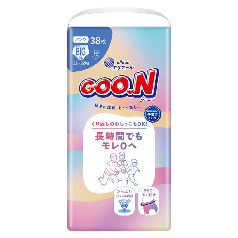 【商品解説】●ママパパをサポート！子育て先まわり設計「長時間でもモレ0へ」。●進化した吸収体と吸収ブーストシートでくりかえしおしっこしてもパワフル吸収。●ウエスト・足まわりに360°モレ防止シートをIN、染み出しモレをブロック。●ふわふわの...