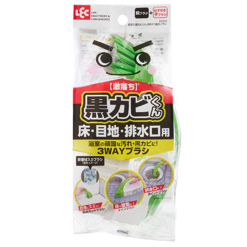 【商品解説】●3種類のブラシで浴室の床や壁面、水道まわりや排水口まわりのカビ等のお掃除に便利です。●床や壁の広い面には「親ブラシ」・ドアレールや溝、目地など細かい部分には「子ブラシの斜めカット」・排水口などには力を入れて洗える「子ブラシのポ...