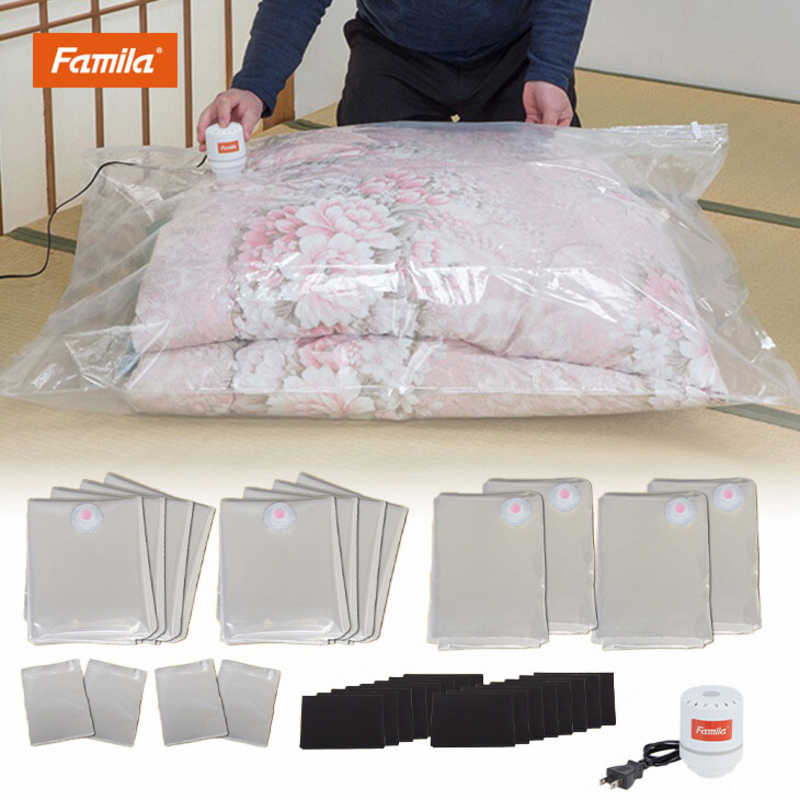 【商品解説】掃除機を使わず手軽に素早く圧縮！専用吸引機と圧縮袋の特別セット。●間口の広い2サイズの圧縮袋は、かさばる布団の出し入れが楽々。二重チャック採用で、空気漏れを防ぎ、密封性に優れた仕様です。●専用吸引機付き。小型ながら吸引力抜群！●...