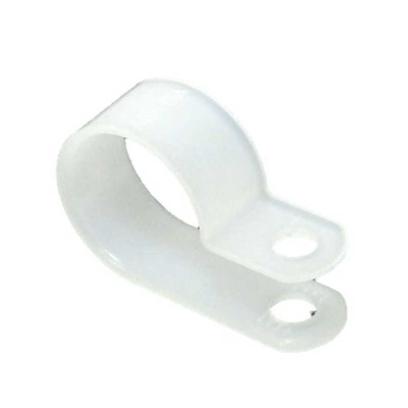 【商品解説】●入数： 100本●乳白色●固定時の内径φ： 13.5mm●材質： 66ナイロン●使用温度範囲（℃）： -40〜+85●適用ビス： M4●金属製のクランプより取扱いが簡単です。●結束バンドを使用せず、素早く簡単に配線の固定が可能...