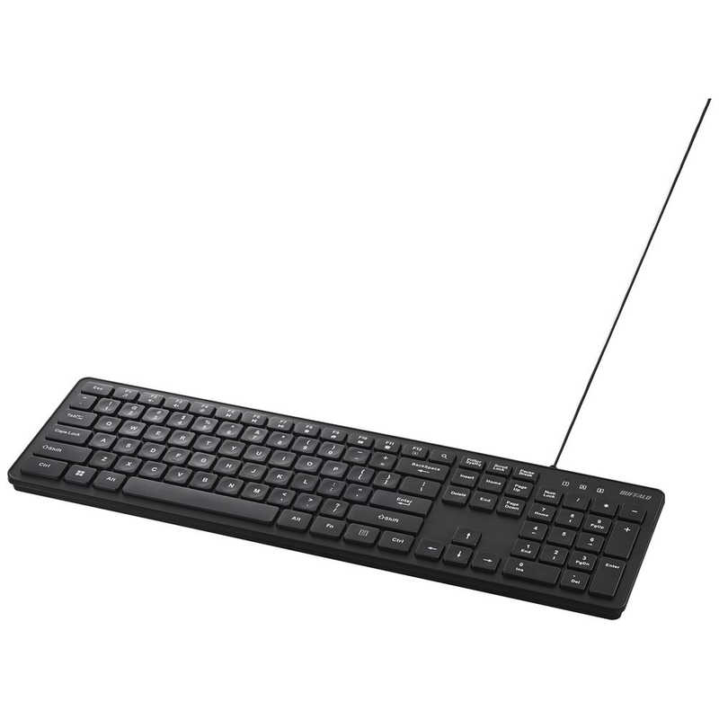 【商品解説】ホットキー搭載 USB接続 有線スタンダードキーボード 英語配列 ホットキーを搭載した英語配列キーボード スタンダードな英語配列キーボードで、「Fn」とファンクション各キーを組み合わせて使えるホットキーを搭載。 耐久性に優れたレ...