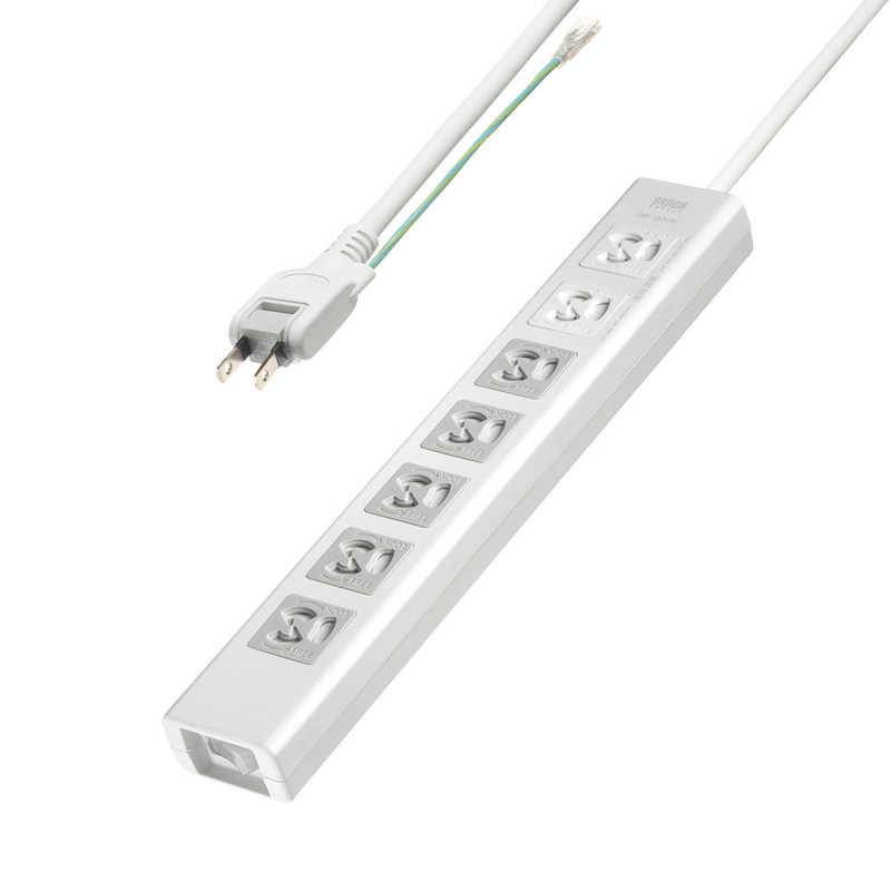 【商品解説】●集中スイッチで5個口をオン/オフすることができます。2個口は常時通電口（差込口が白色）となっており、常に通電している機器の接続に便利です。●差込口は、3P抜け止めシャッター仕様の7個口タップです。●プラグはトラッキング火災予防...