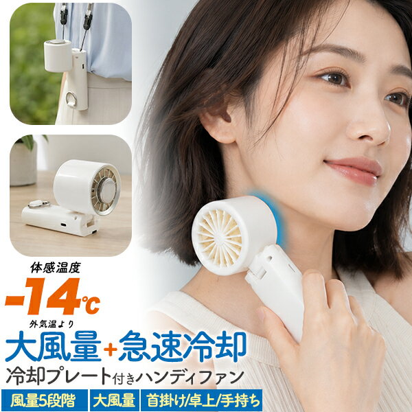 手持ち・卓上・首掛けで使える！ 大風量+急速冷却 冷却プレート付き大風量ハンディファン ■大風量+急速冷却！冷却プレート付きハンディファン！ 暑い日に最適！ファンとクーラーがひとつになった、冷却プレート付きハンディファン。 ■-14℃の急速...
