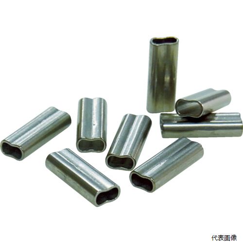 【特長】 ●ステンレス製で異種金属による腐食が生じにくい商品です。 【用途】 ●ワイヤーロープと使用し、屋外や使用環境が厳しい場所等に。 【仕様】 ●適合ワイヤ径(mm)：0.8〜1.0 ●専用圧着工具：無し(市販品で可) ●ステンレス(S...