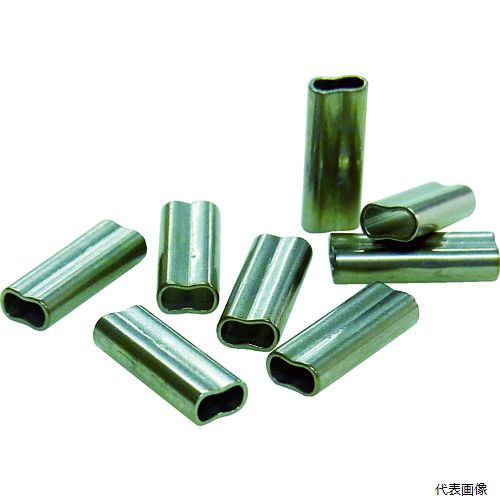 【特長】 ●ステンレス製で異種金属による腐食が生じにくい商品です。 【用途】 ●ワイヤーロープと使用し、屋外や使用環境が厳しい場所等に。 【仕様】 ●適合ワイヤ径(mm)：1.2〜1.5 ●専用圧着工具：無し(市販品で可) ●ステンレス(S...