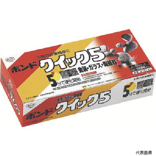 【特長】 ●混合後は5分で硬化を始め、15分でほぼ実用強度に達します。 【用途】 ●各種金属・タイル・陶磁器・ガラス・コンクリート・木材・硬質プラスチックなど硬質材の接着・充填。 【仕様】 ●色(主剤/硬化剤)：淡黄白色/淡黄褐白 ●色：(...