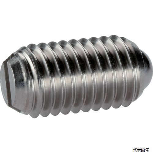 【特長】 ●ねじ込み、ボールタイプのプランジャーです。 【用途】 ●位置決め、固定、押し付け、押し離しなどに。 【仕様】 ●全長(mm)：16 ●ポール径(mm)：4.5 ●外径：M8 ●バネ力(N)：約18〜約31 ●スロトーク(mm)：...