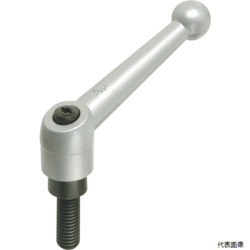 【特長】 ●ハンドル位置調整自在レバーです。 【仕様】 ●ねじ寸法：M10×1.50 ●ねじ長さ(mm)：40 ●回し半径(mm)：80 ●許容荷重(N)：445 ●おねじタイプ ●握りやすい球形レバー 【材質／仕上】 ●ねじ：スチール ●...