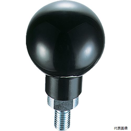 【特長】 ●手の平にフィットするボール握りの回転グリップです。 【仕様】 ●外径(mm)：47 ●グリップ長さ(mm)：69 ●ねじ寸法：M10×1.50 ●ねじ長さ(mm)：17 ●耐熱温度：110℃ 【材質／仕上】 ●グリップ：フェノー...