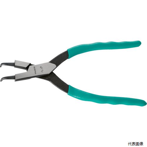 【特長】 ●握りやすさを追求したハンドル形状です。 【仕様】 ●リング使用範囲(mm)：40〜65 ●爪先端径(mm)：2.3 ●全長(mm)：200 ●爪形状：曲爪 ●ばね：なし 【材質／仕上】 ●本体：炭素鋼（S50C） ●爪部：クロム...