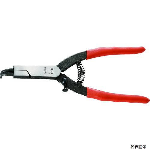 【特長】 ●握りやすさを追求したハンドル形状です。 【仕様】 ●リング使用範囲(mm)：40〜65 ●爪先端径(mm)：2.3 ●全長(mm)：200 ●爪形状：曲爪 ●モデル：軸用 【材質／仕上】 ●本体：炭素鋼（S50C） ●爪部：クロ...
