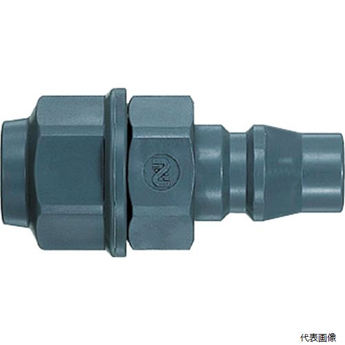 【仕様】 ●最高使用圧力(MPa)：1.0 ●耐圧力(MPa)：1.5 ●相手側ホースサイズ(mm)：8.5×12.5 ●使用流体：空気、水 ●六角対辺(mm)ナット：22 ●六角対辺(mm)本体：19 ●使用温度(℃)：-20℃〜＋60℃...
