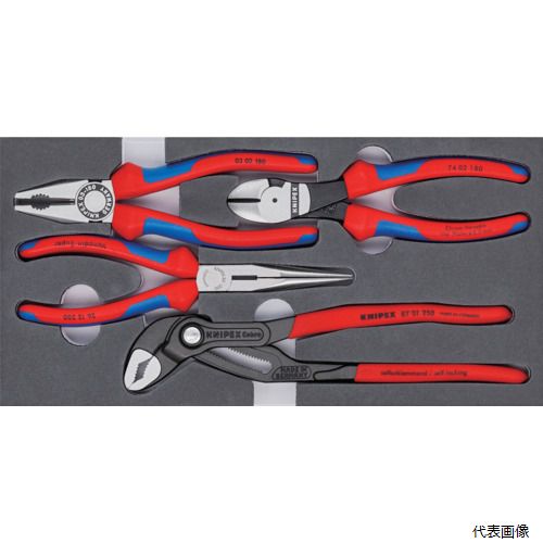 【特長】 ●ウレタンフォームトレイが付属しており、ツールをわかりやすく保管・整理できます。 ●使用頻度の高いプライヤーとニッパーがセットになっています。 【仕様】 ●セット内容(点)：4 ●セット内容：0302180、2612200、740...