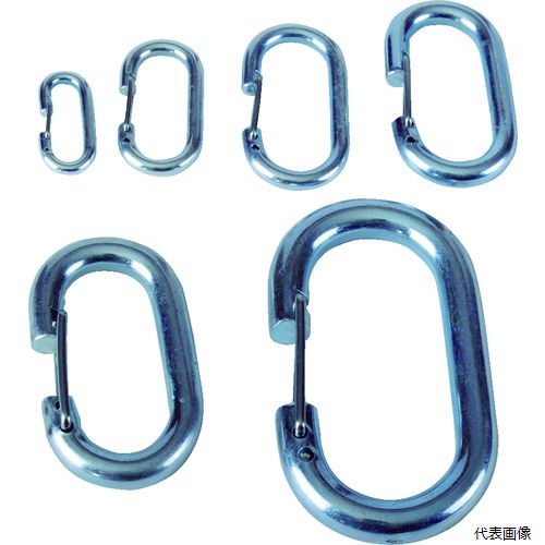 【特長】 ●シンプルな形状のフックです。 【用途】 ●チェーン・ワイヤ・ロープなどの連結や、端末の金具のジョイントに。 【仕様】 ●使用荷重(kN)：0.15 ●D(mm)：4.8 ●L(mm)：50.5 ●S(mm)：8.5 ●W(mm)...