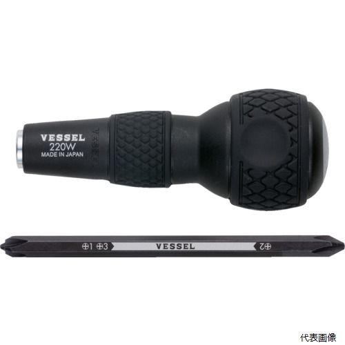 【特長】 ●電動ドライバー用ビット（対辺6.35mm）を差し込んで、ハンドドライバーとして使用できる“ボールグリップ　ビット差替えグリップ”と、3サイズに対応する“コンビPLUS”ビットのセットです。 ●グリップは使い慣れたボールグリップで...