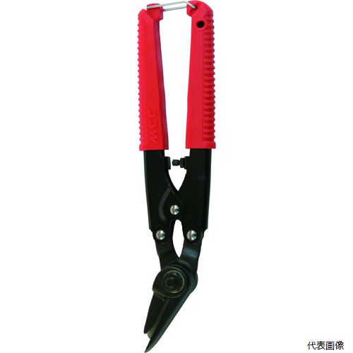 【特長】 ●バンドの狭いすき間に差し込みやすく、作業性のよい刃角度です。 ●鉄板・ブリキ板・ベーリングフープ・梱包用帯鉄・ポリプロバンドの切断に最適です。 【仕様】 ●全長(mm)：235 ●適合替刃：なし ●切断能力(mm)厚さ×幅：0....